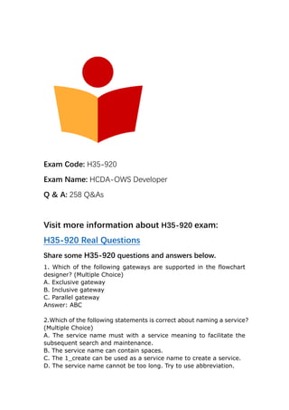 HCDA-OWS Developer H35-920 Questions and Answers | PDF