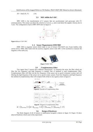 Stabilization of Six-Legged Robot on Tilt Surface With 9 DOF IMU Based on Invers Kinematic | PDF ...