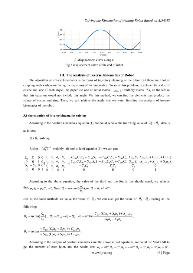 Solving the Kinematics of Welding Robot Based on ADAMS | PDF