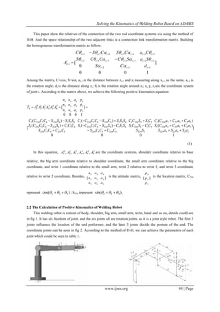 Solving the Kinematics of Welding Robot Based on ADAMS | PDF