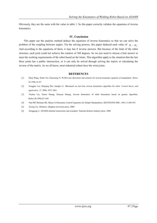 Solving the Kinematics of Welding Robot Based on ADAMS | PDF