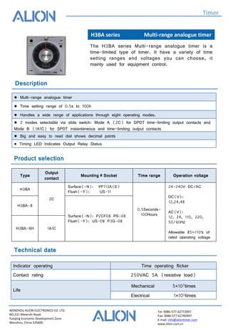 H3BA series multi range analogue timer | PDF