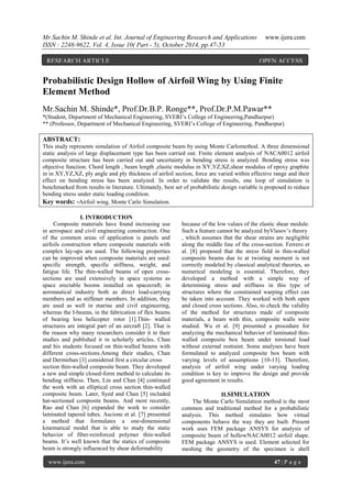 Probabilistic Design Hollow of Airfoil Wing by Using Finite Element Method | PDF