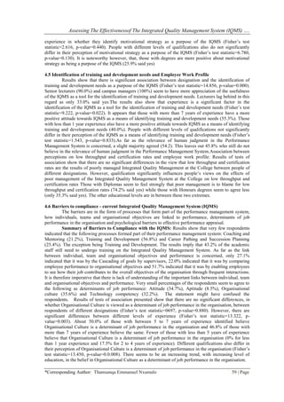Assessing the Effectivenessof the Integrated Quality Management System ...