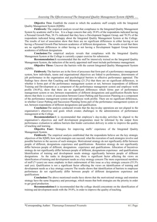 Assessing the Effectivenessof the Integrated Quality Management System ...