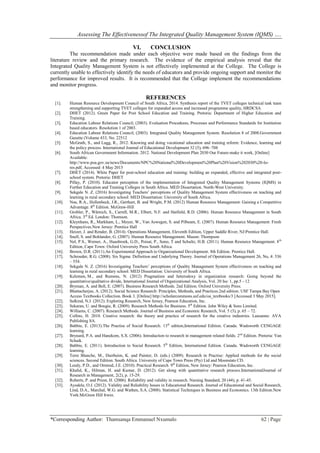 Assessing the Effectivenessof the Integrated Quality Management System ...