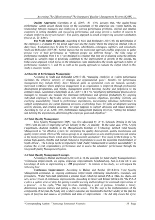 Assessing the Effectivenessof the Integrated Quality Management System ...