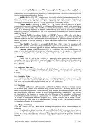 Assessing the Effectivenessof the Integrated Quality Management System ...