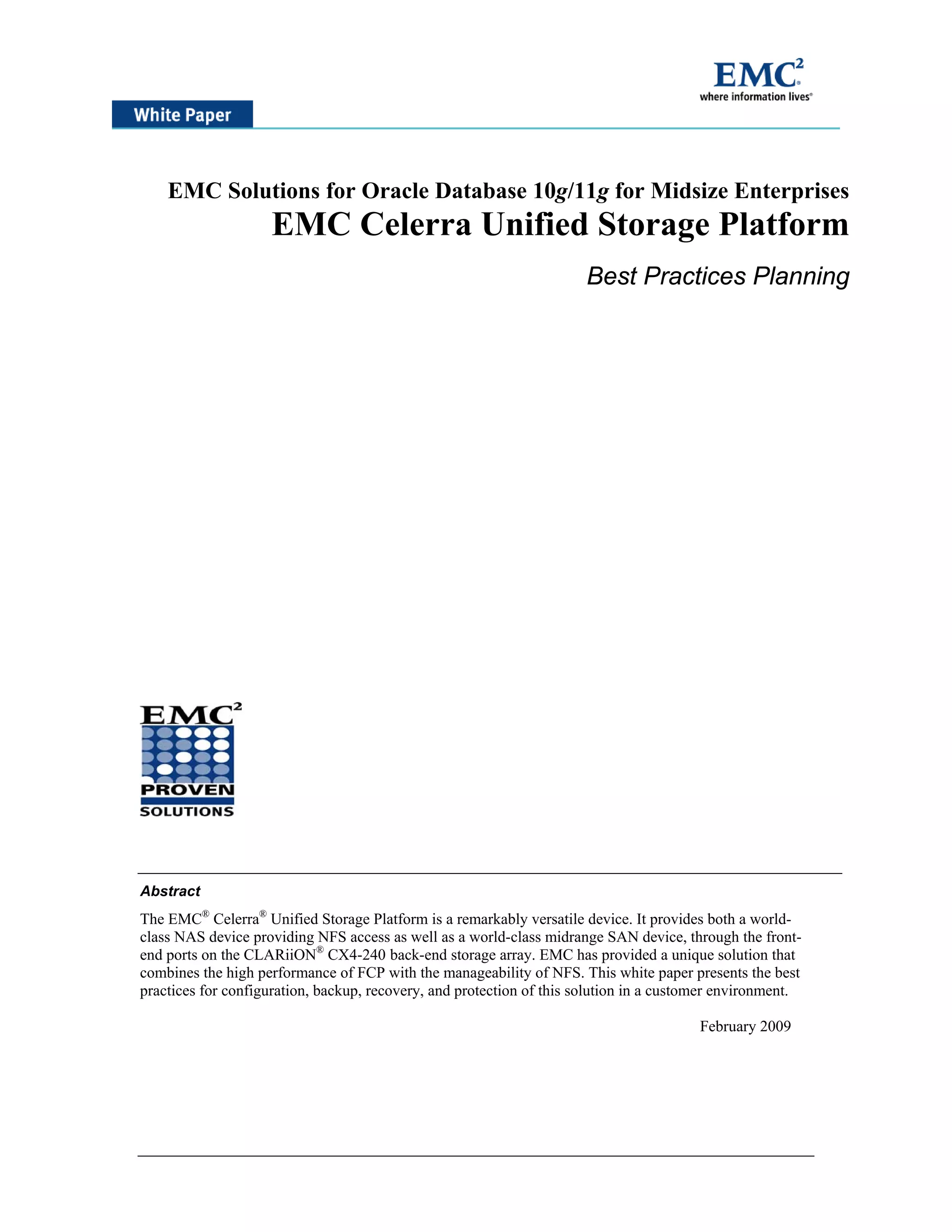 H4160 emc solutions for oracle database | PDF