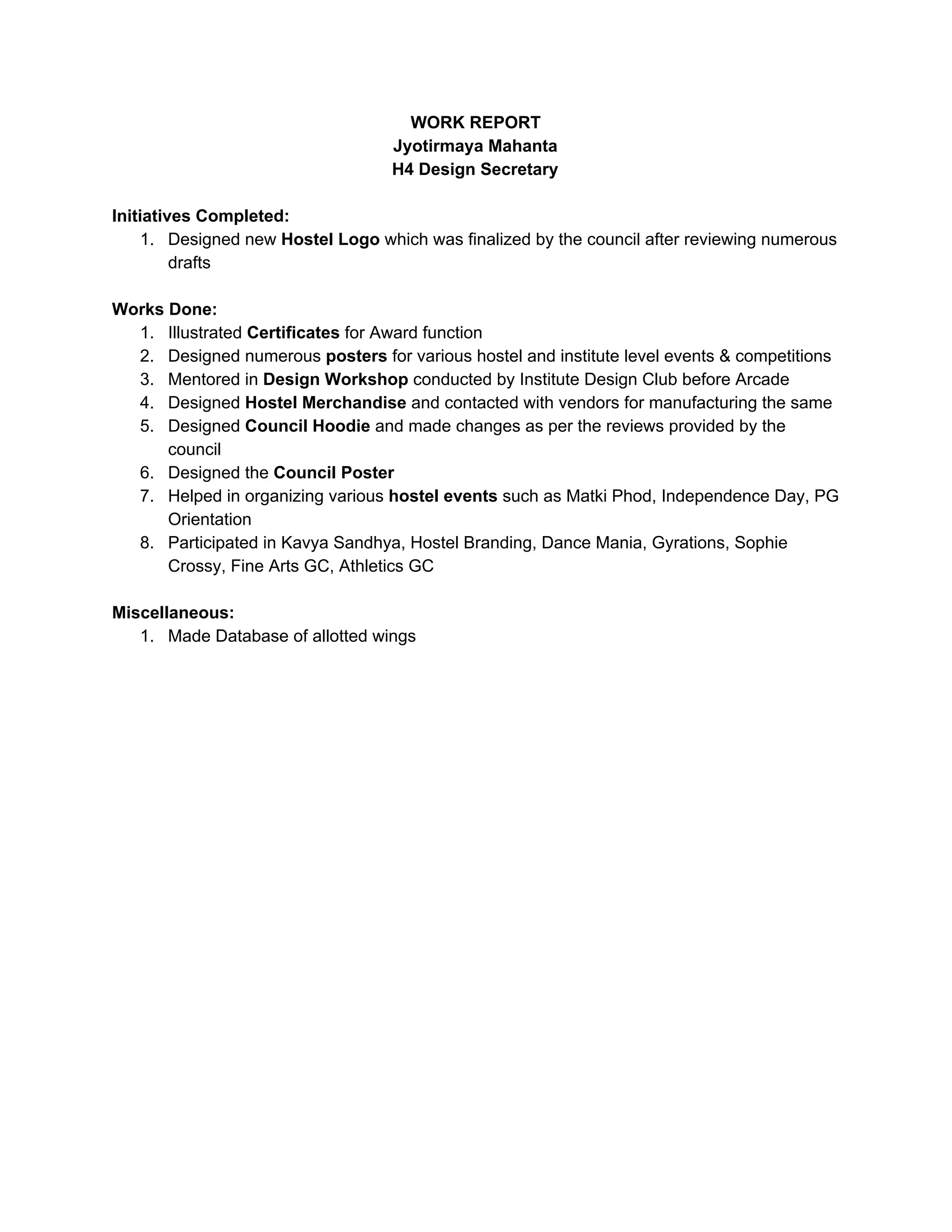 H4 work report | PDF