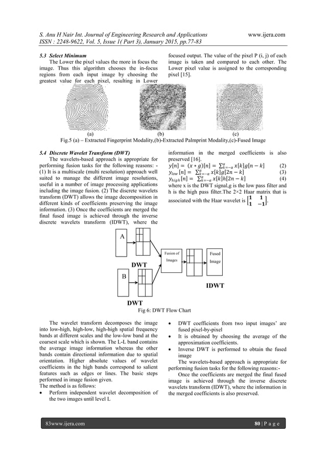 Analysis of Image Fusion Techniques for fingerprint Palmprint Multimodal Biometric System | PDF