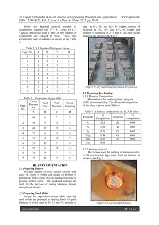 Effect of Composition of Sand Mold on Mechanical Properties and Density of Al-Alloy Casting ...