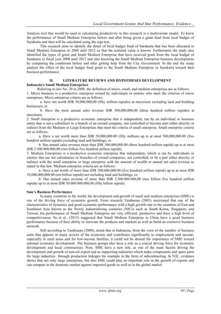 Local Government Grants And Sme Performance, Evidence From Surakarta ...