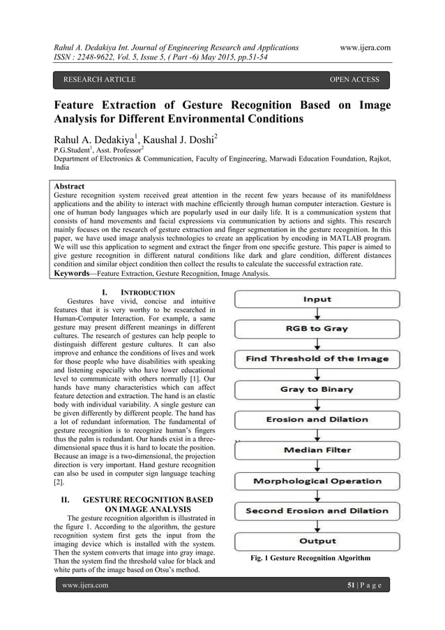 Feature Extraction of Gesture Recognition Based on Image Analysis for Different Environmental ...