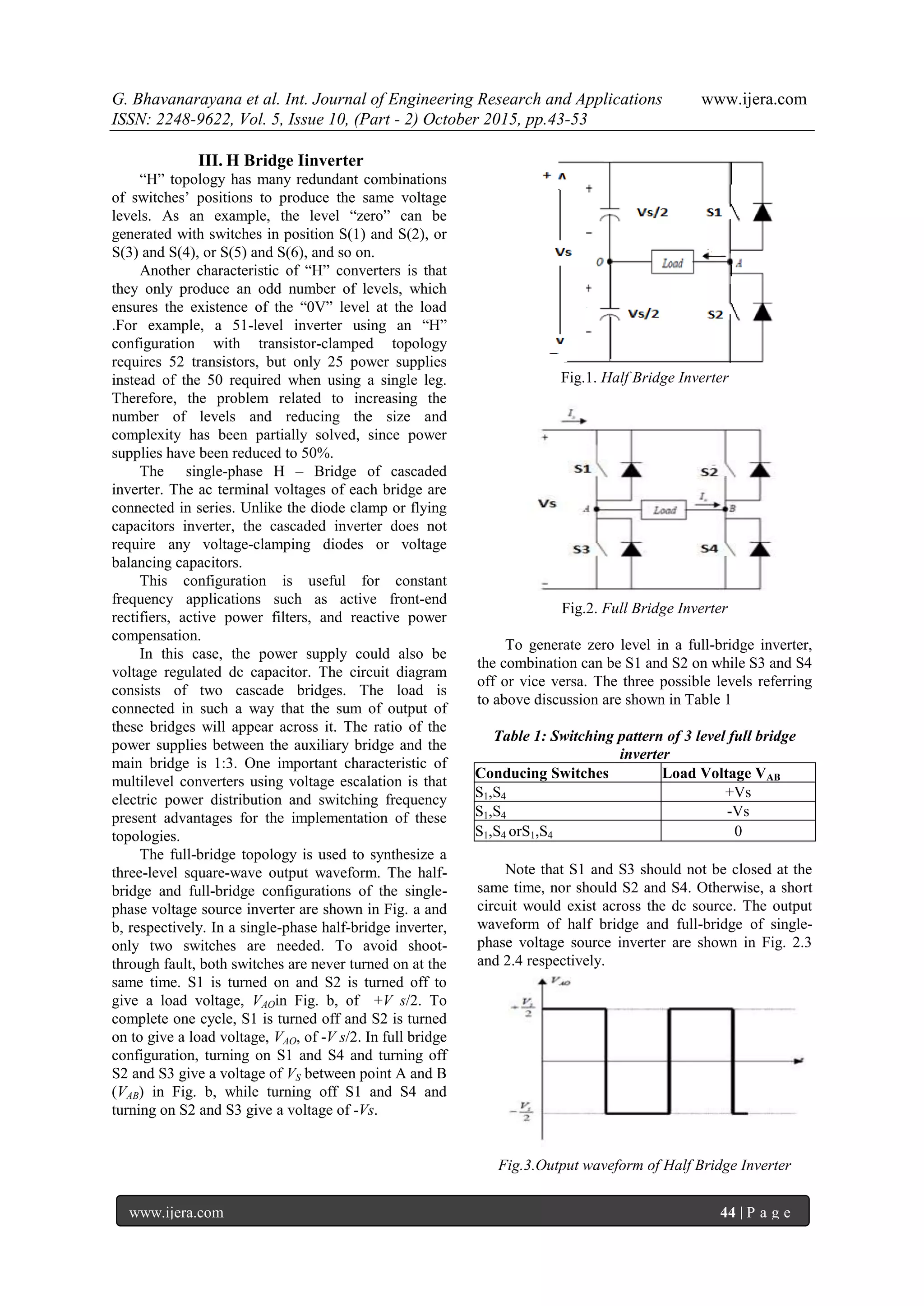 Analysis and hardware implementation of five level cascaded H Bridge ...