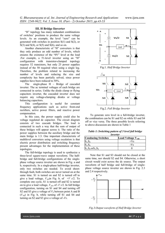 Analysis And Hardware Implementation Of Five Level Cascaded H Bridge Inverter Pdf