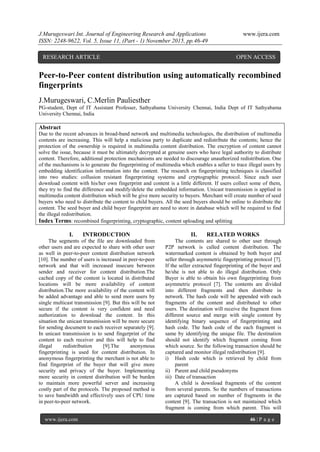 Peer-to-Peer content distribution using automatically recombined fingerprints | PDF