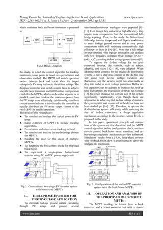 Design and Analysis of Three Phase Inverter with Two Buck/Boost MPPTs for DC Distribution System ...