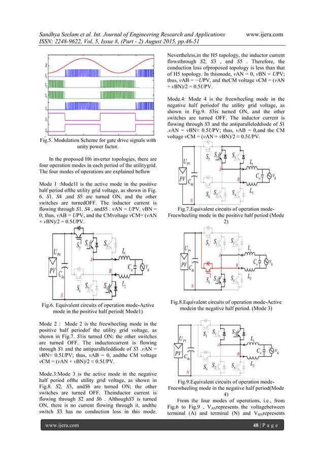 H6 Transformer Less Topology And Its Modulation Strategy For Mitigating Cm Currents In Pv Grid