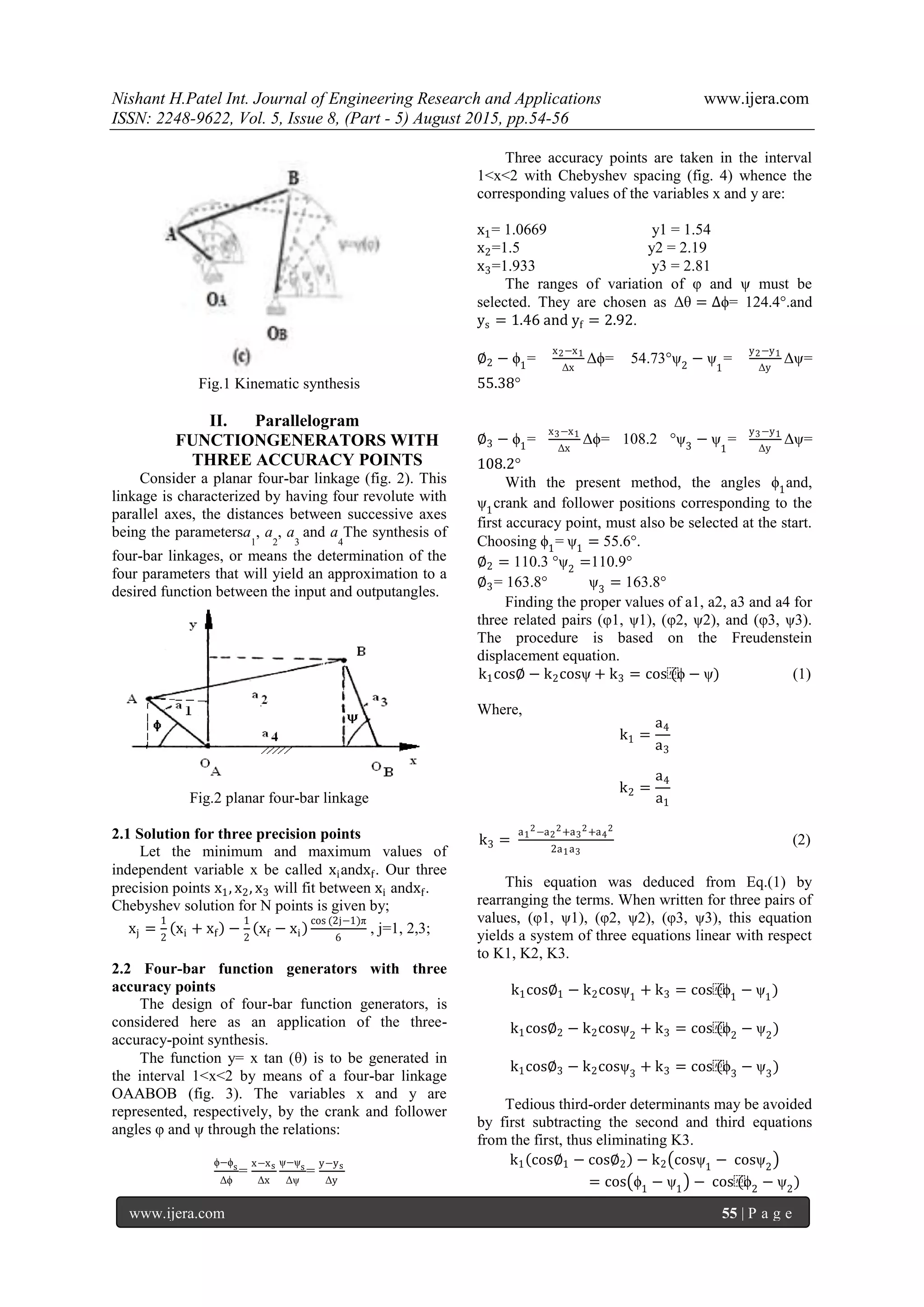 Kinematic Synthesis of Four Bar Mechanism using Function Generator | PDF