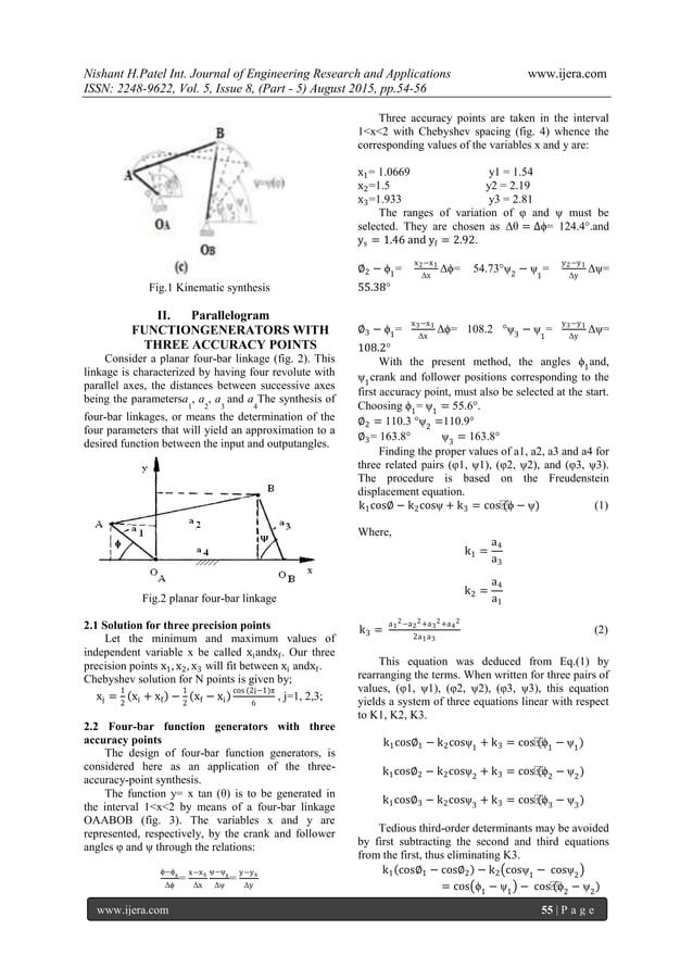 Kinematic Synthesis of Four Bar Mechanism using Function Generator