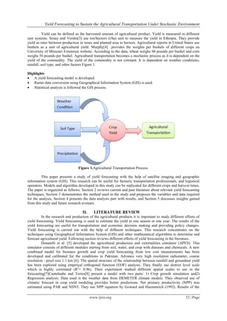 Yield Forecasting to Sustain the Agricultural Transportation ...