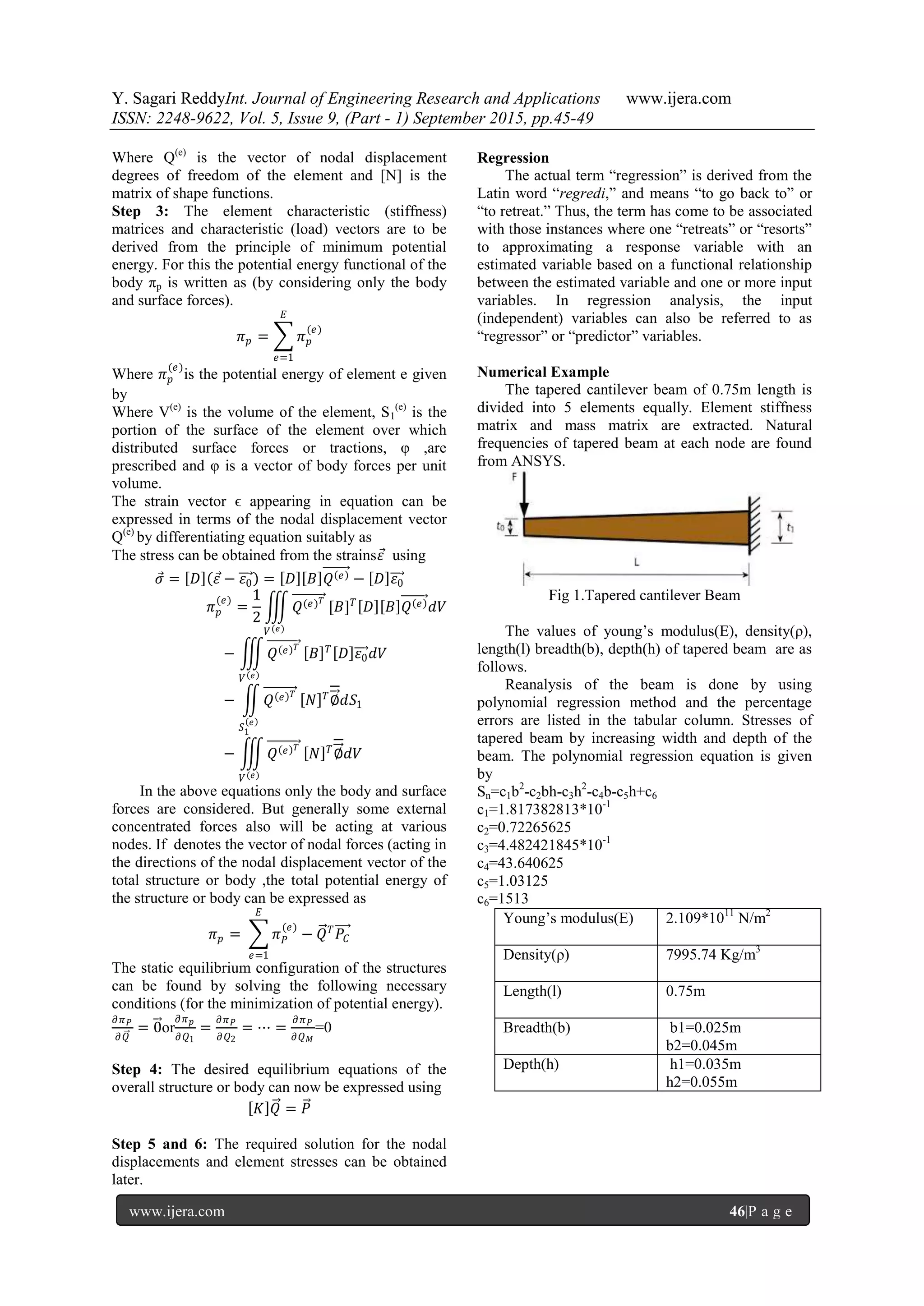 Static And Dynamic Reanalysis Of Tapered Beam Pdf