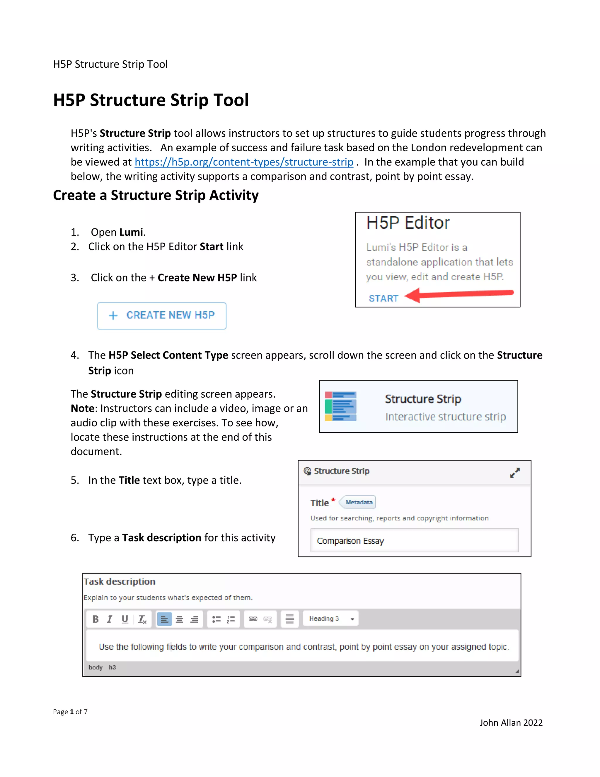 H5P Structure Strip Tool with LUMI | PDF