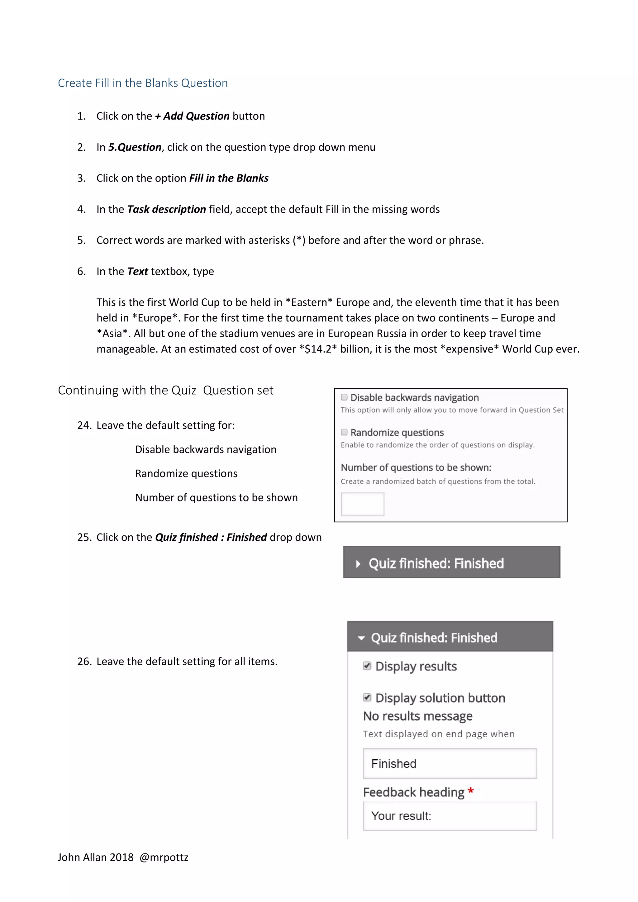H5P Quiz (Question Set) How To Guide | PDF