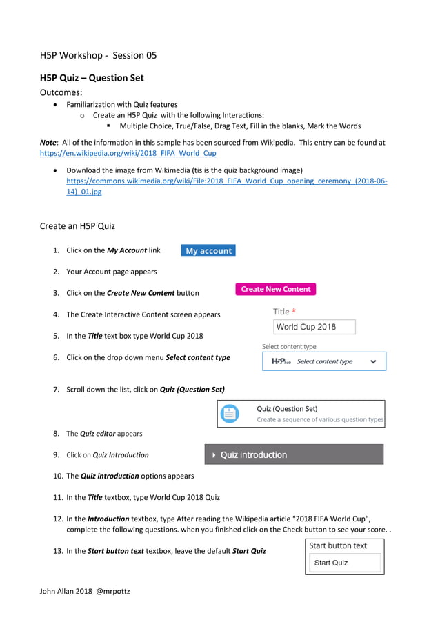 H5P Quiz (Question Set) How To Guide | PDF | Soccer | Sports