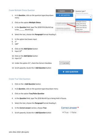 H5P Quiz (Question Set) How To Guide | PDF