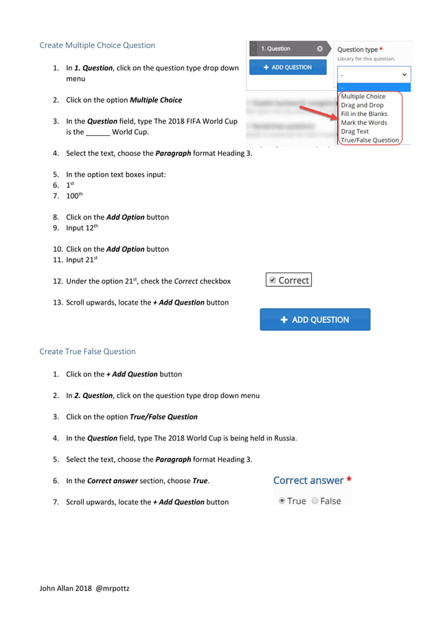 H5P Quiz (Question Set) How To Guide | PDF | Soccer | Sports
