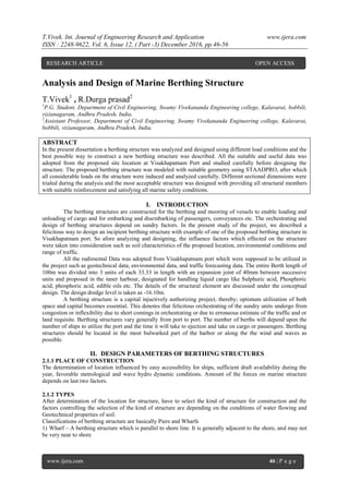 Analysis and Design of Marine Berthing Structure | PDF