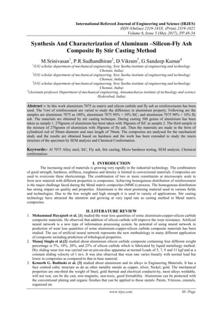 Synthesis And Characterization of Aluminum –Silicon-Fly Ash Composite By Stir Casting Method | PDF