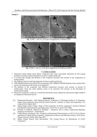 Synthesis And Characterization of Aluminum –Silicon-Fly Ash Composite ...