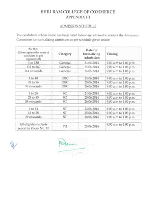 1st list srcc commerce | PDF