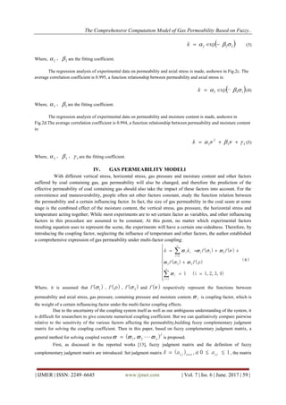 The Comprehensive Computation Model of Gas Permeability Based on Fuzzy Complementary Judgment ...