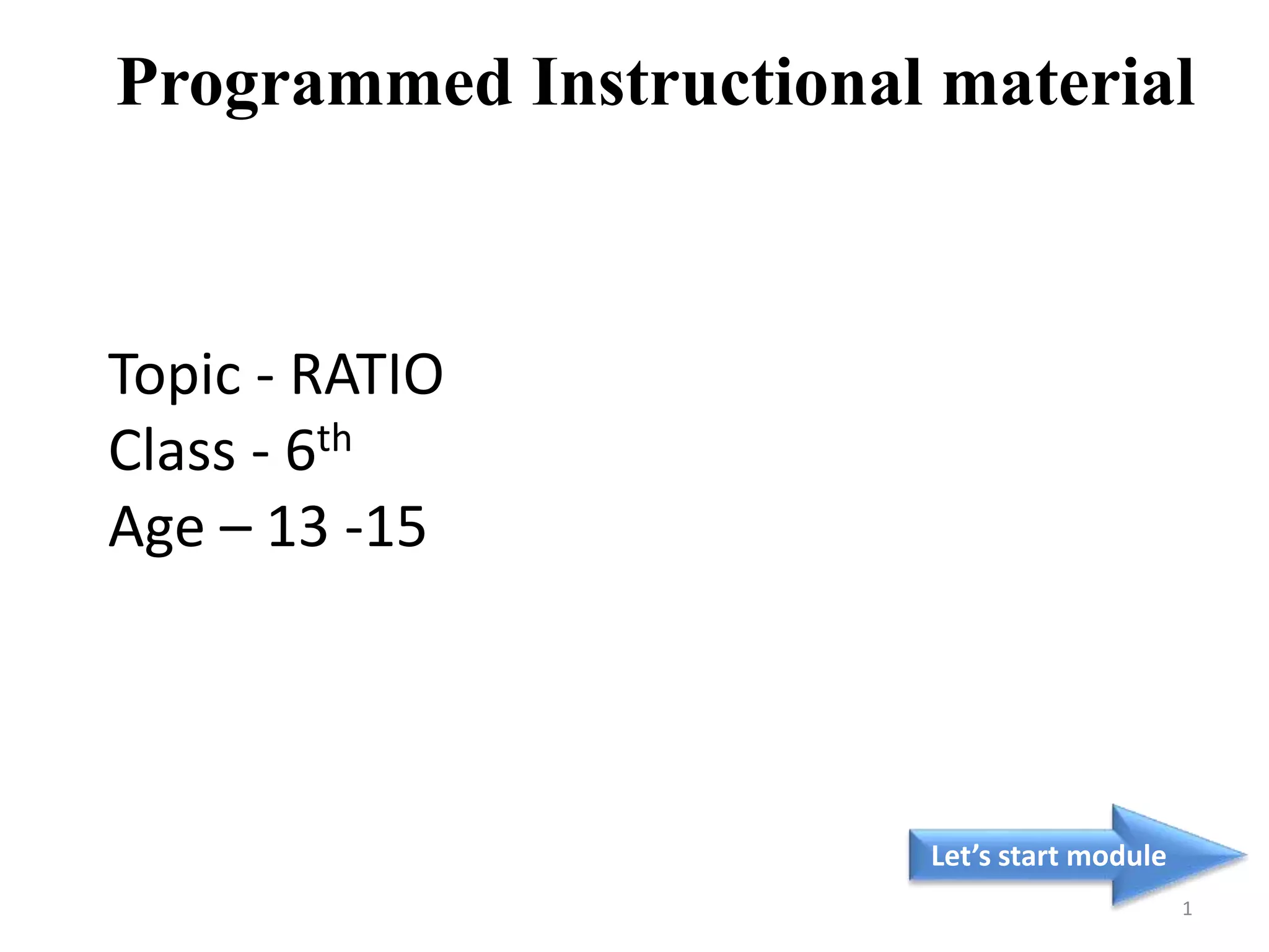 Programed instructional material: ratio | PPT