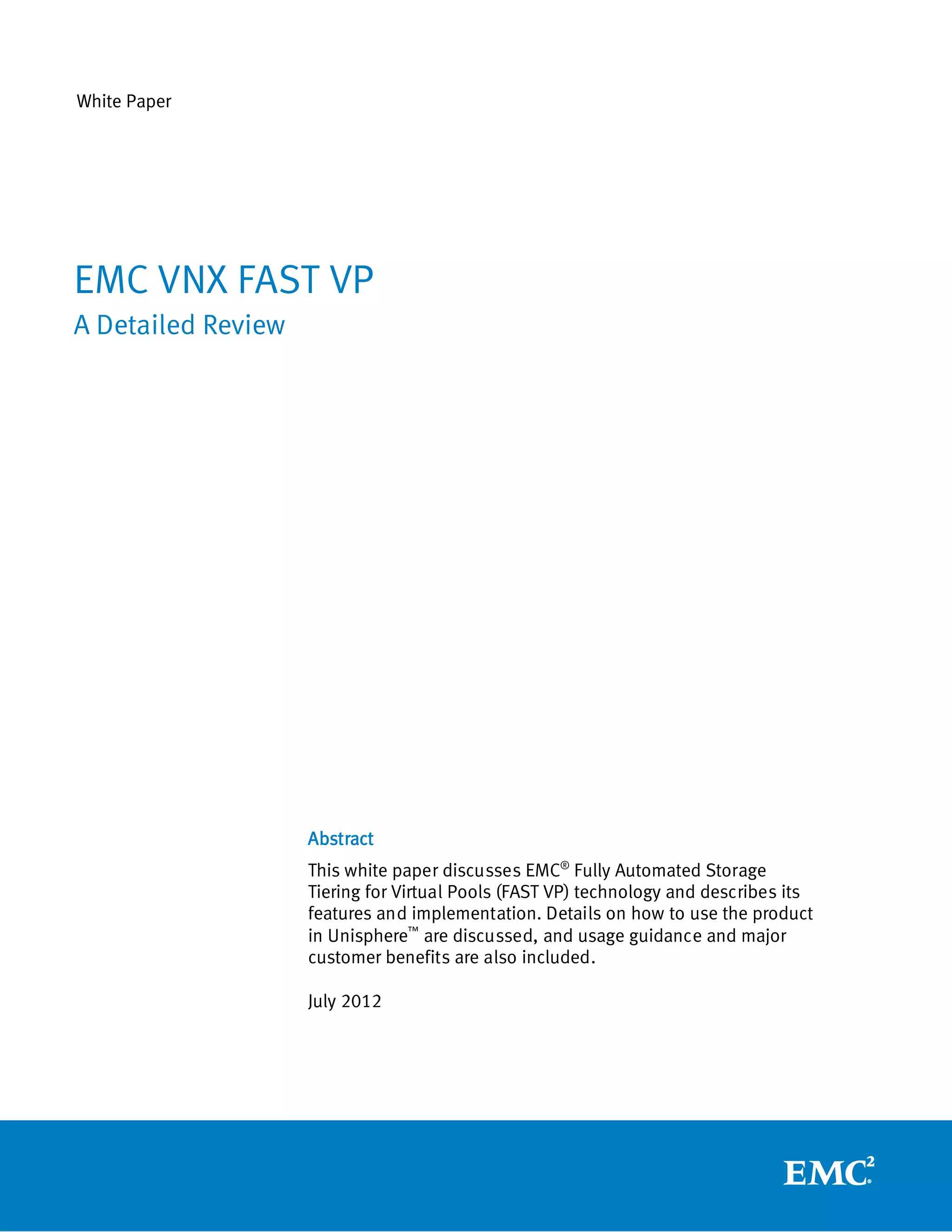 EMC VNX FAST VP | PDF