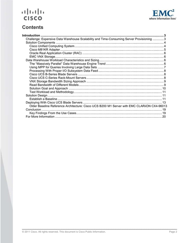 Data Warehouse Scalability Using Cisco Unified Computing System and Oracle Real Application ...