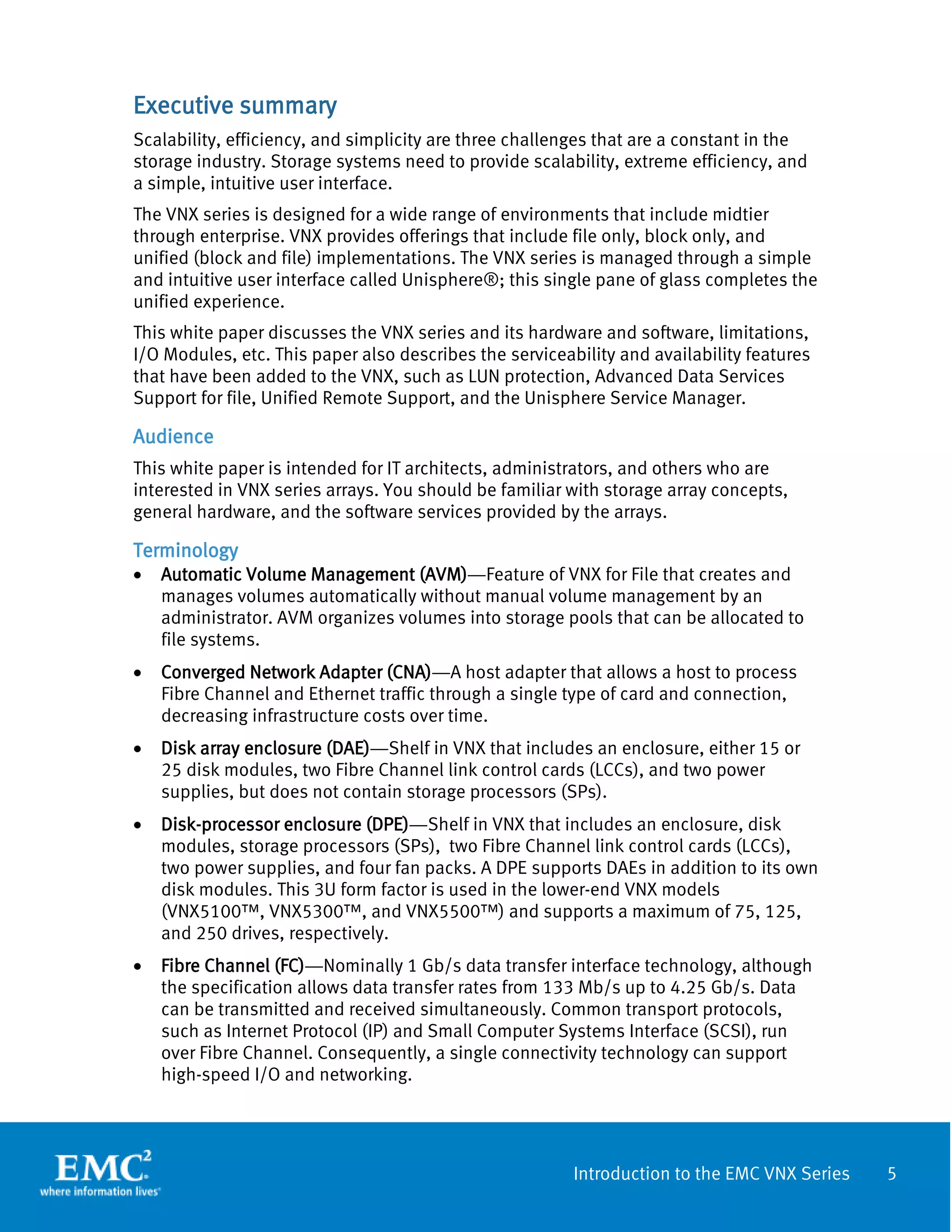 Introduction to the EMC VNX Series VNX5100, VNX5300, VNX5500, VNX5700 ...
