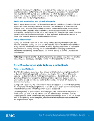 White Paper: Best Practices for Data Replication with EMC Isilon SyncIQ ...