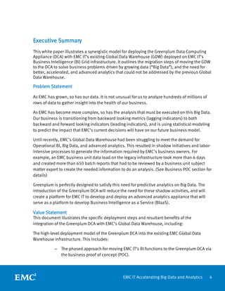 White Paper: EMC Greenplum Data Computing Appliance Enhances EMC IT's ...