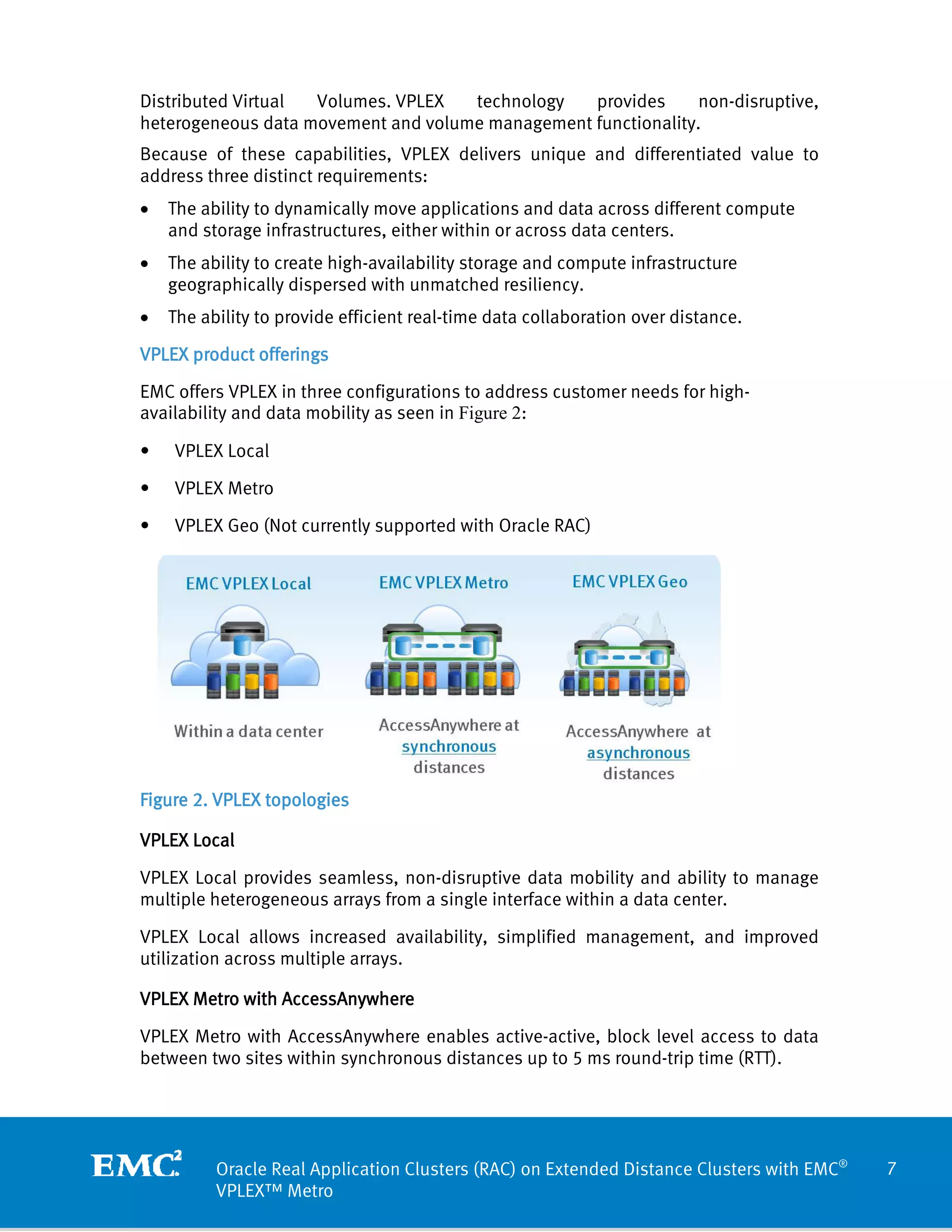 Whitepaper : Oracle Real Application Clusters (RAC) on Extended Distance Clusters with EMC VPLEX ...