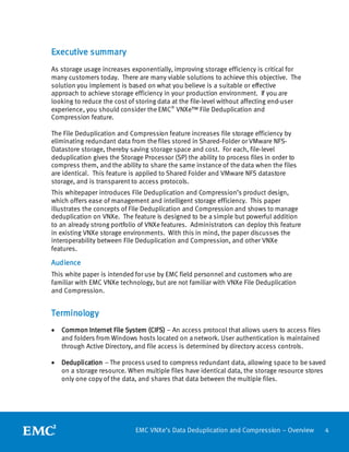 White Paper: EMC VNXe File Deduplication and Compression | PDF