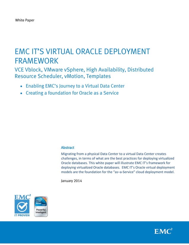 EMC IT's Virtual Oracle Deployment Framework | PDF