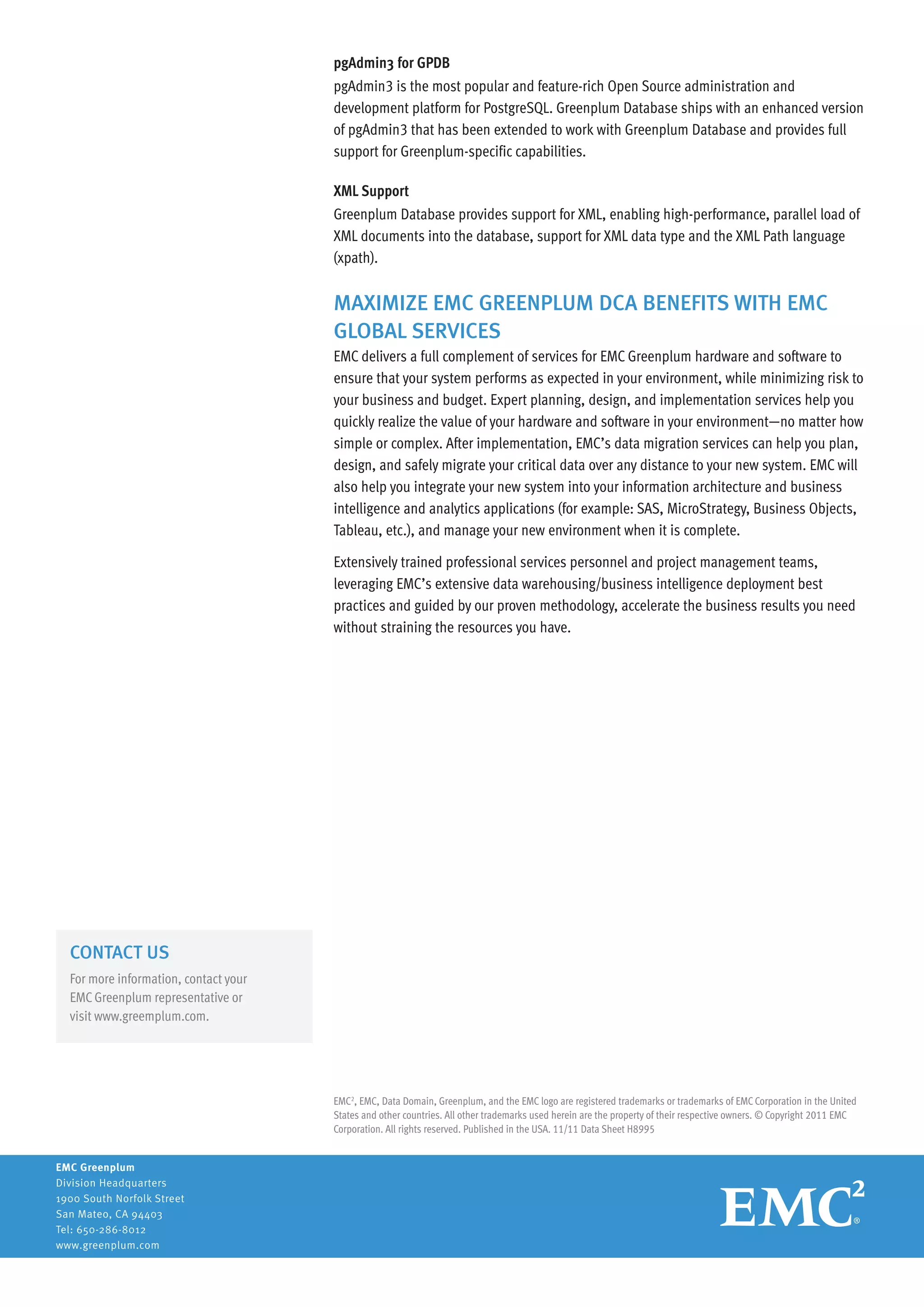 EMC Greenplum Database version 4.2 | PDF