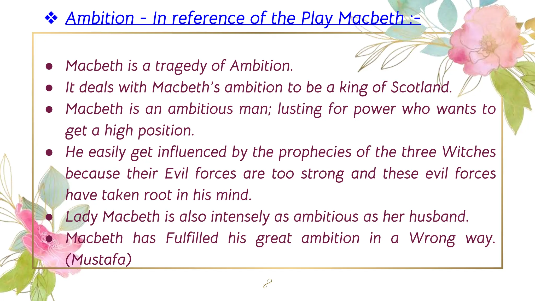 Concept of Ambition in William Shakespeare's Play - 'Macbeth' | PPTX