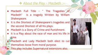 Concept of Ambition in William Shakespeare's Play - 'Macbeth' | PPTX