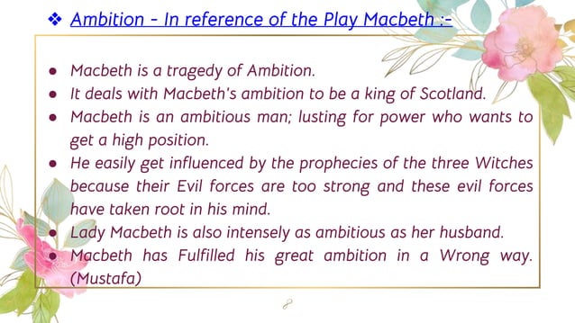 Concept of Ambition in William Shakespeare's Play - 'Macbeth' | PPTX